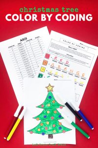 Christmas Tree Color by Coding Christmas Coloring Page - Left Brain ...