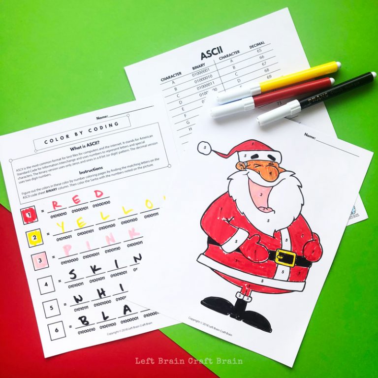 Christmas Tree Color by Coding Christmas Coloring Page - Left Brain ...