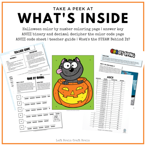 Halloween Coloring Page - Color By Coding - Left Brain Craft Brain